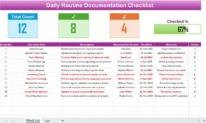 Daily Routine Documentation Checklist in Excel - PK: An Excel Expert