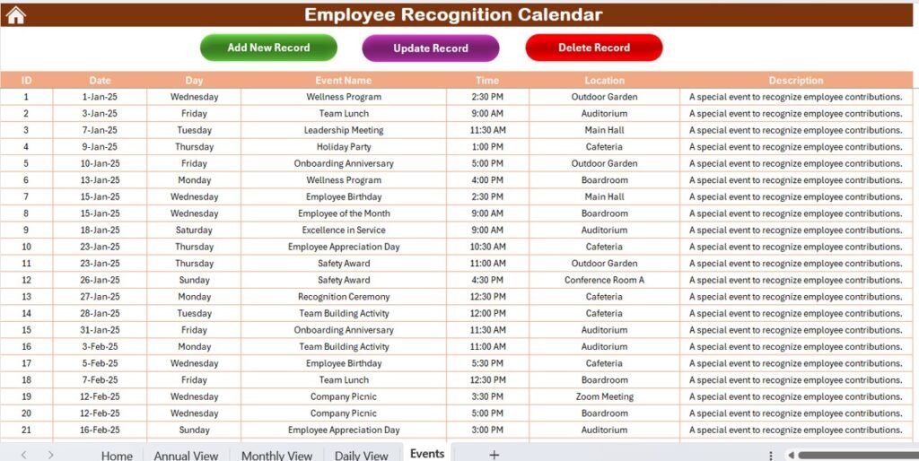 Employee Recognition Calendar in Excel - PK: An Excel Expert