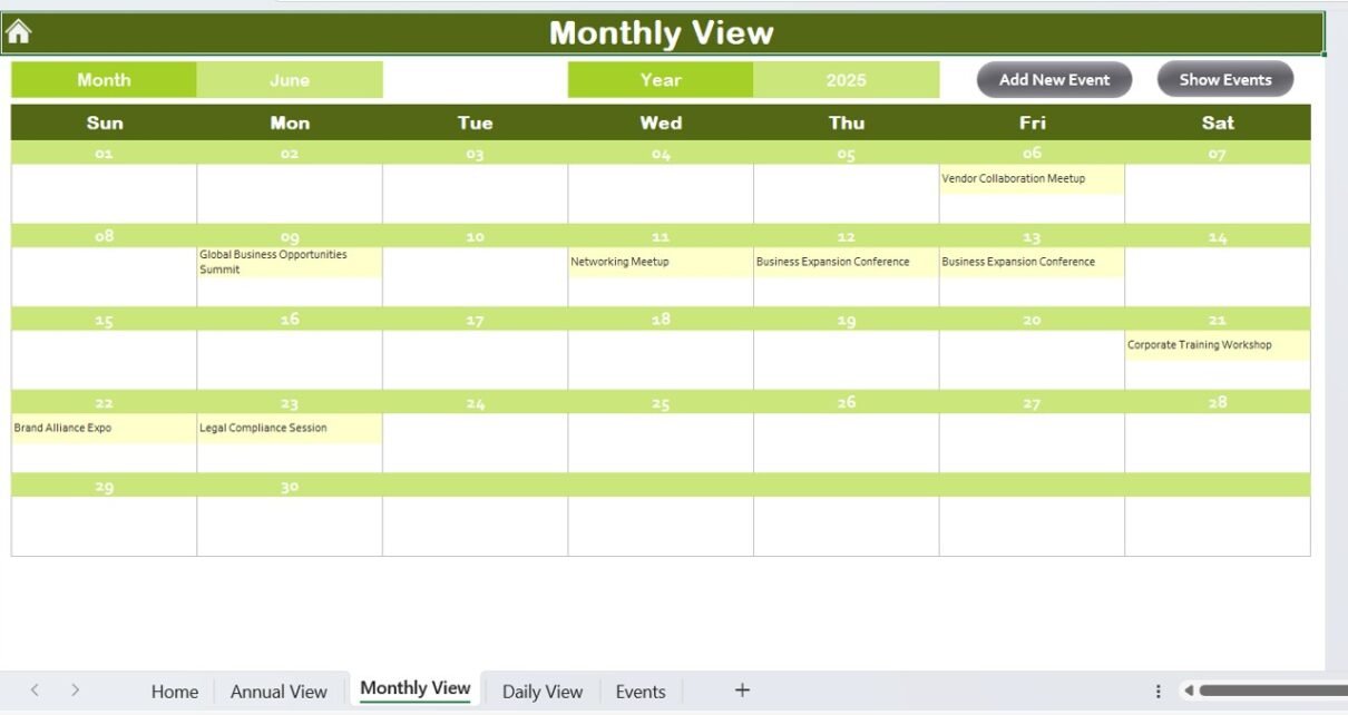 Partnership Events Calendar in Excel - PK: An Excel Expert