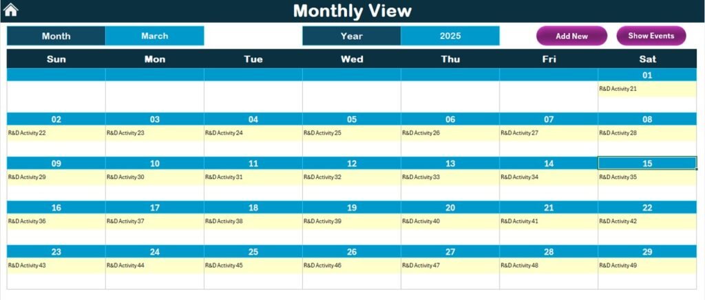 R&D Activity Calendar-5 - PK: An Excel Expert