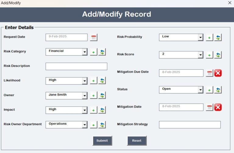 Risk Assessment Management System v1.0 - PK: An Excel Expert