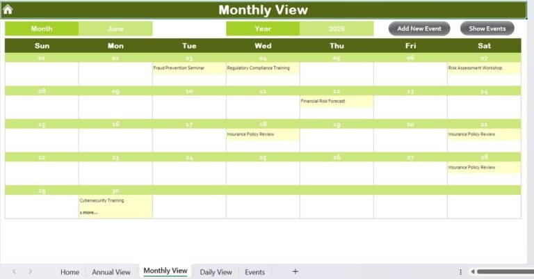 Risk Management Calendar 5 - PK: An Excel Expert