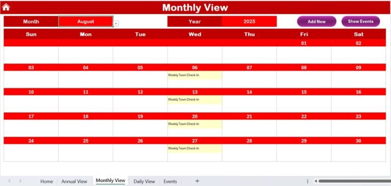 Weekly Team Check-In Calendar in Excel - PK: An Excel Expert