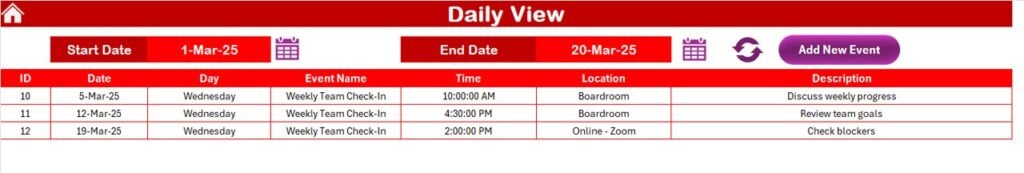 Weekly Team Check-In Calendar in Excel - PK: An Excel Expert