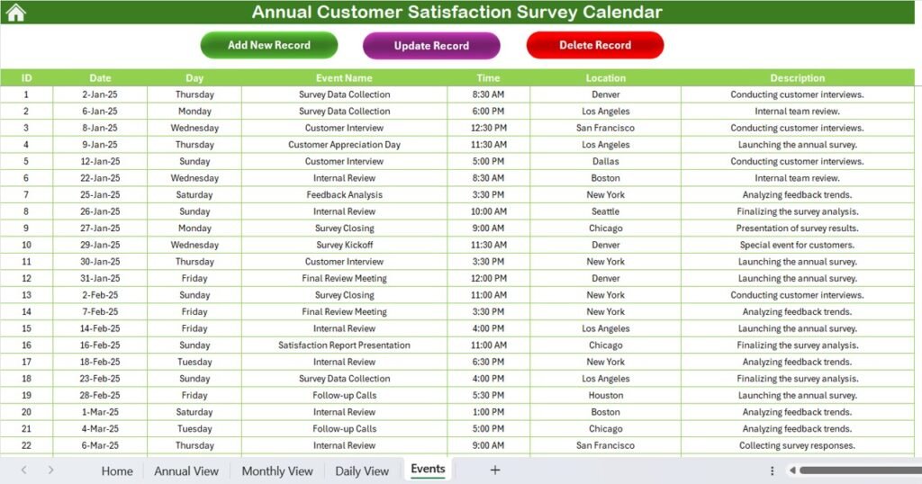 Annual Customer Satisfaction Survey Calendar in Excel - PK: An Excel Expert