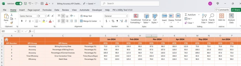 Billing Accuracy KPI Dashboard in Excel - PK: An Excel Expert