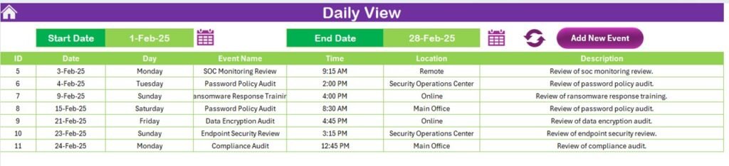 Cybersecurity Review Calendar 6 - PK: An Excel Expert