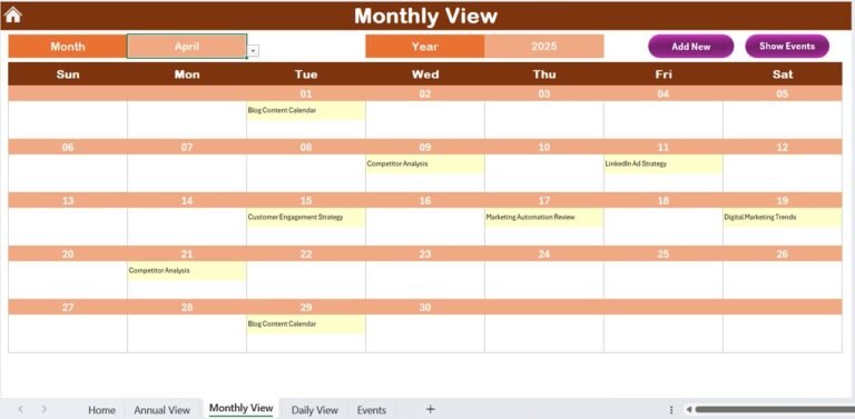 Marketing Remote Work Calendar in Excel - PK: An Excel Expert