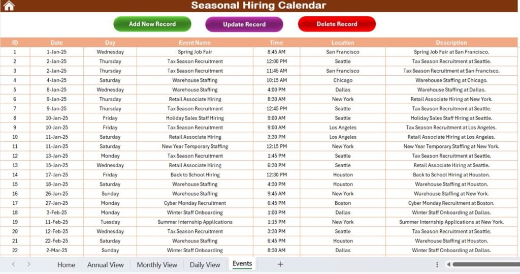 Seasonal Hiring Calendar in Excel - PK: An Excel Expert