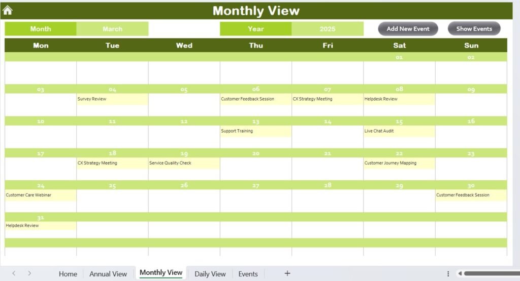 Customer Service Customer Experience Calendar in Excel - PK: An Excel ...