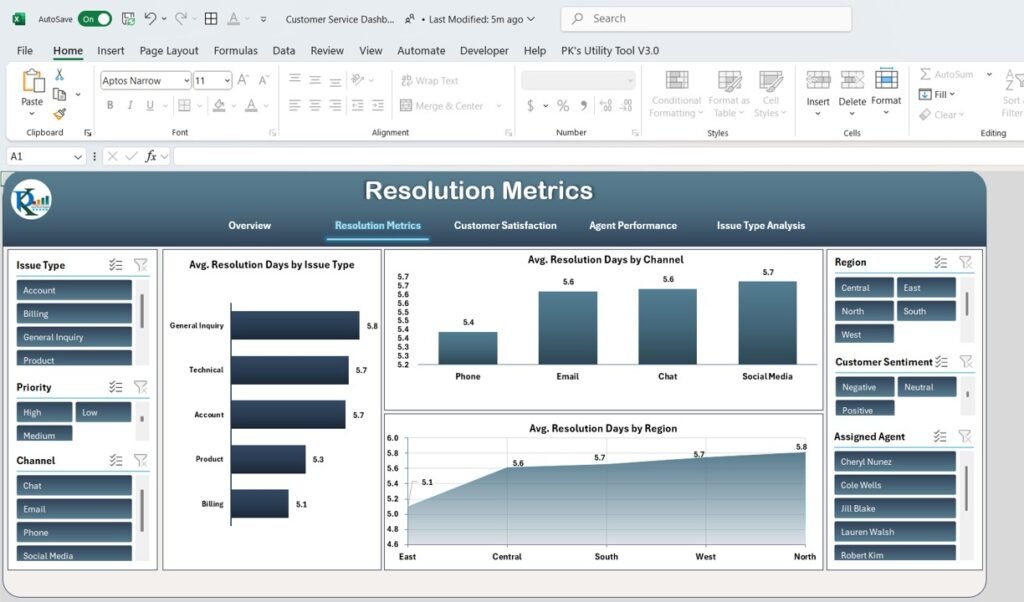 Customer Service Dashboard in Excel - PK: An Excel Expert