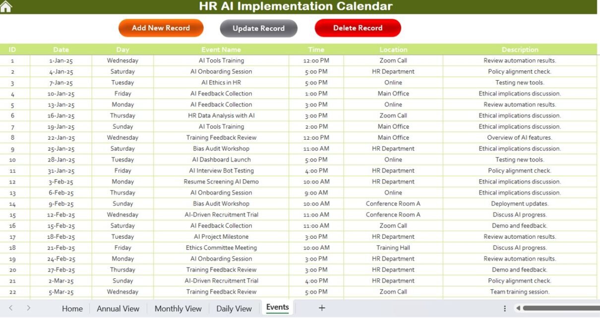 HR AI Implementation Calendar 7 - PK: An Excel Expert