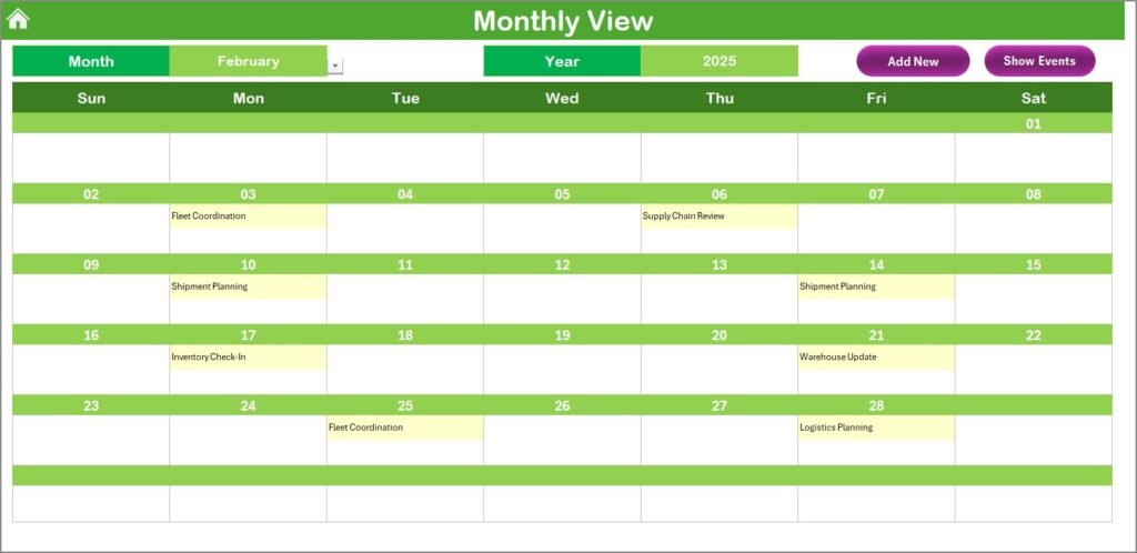 Logistics Remote Work Calendar in Excel - PK: An Excel Expert