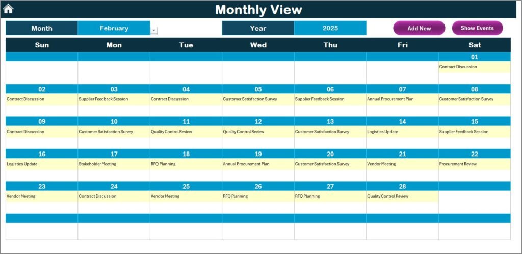 Procurement Customer Experience Calendar in Excel - PK: An Excel Expert