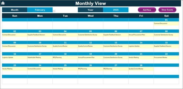 Procurement Customer Experience Calendar in Excel - PK: An Excel Expert