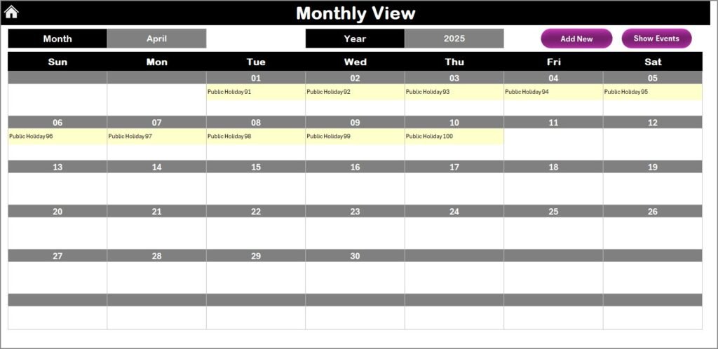 Public Holiday Observance Calendar in Excel - PK: An Excel Expert