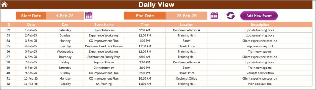 Quality Control Customer Experience Calendar in Excel - PK: An Excel Expert