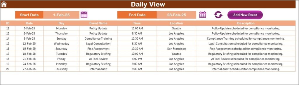 Compliance AI Implementation Calendar in Excel - PK: An Excel Expert