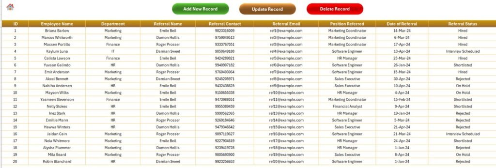 Employee Referral Tracker in Excel - PK: An Excel Expert