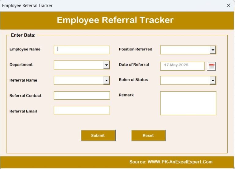 Employee Referral Tracker in Excel - PK: An Excel Expert