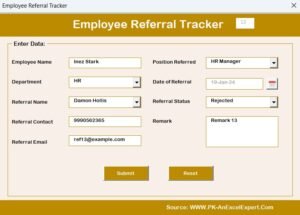 Employee Referral Tracker in Excel - PK: An Excel Expert