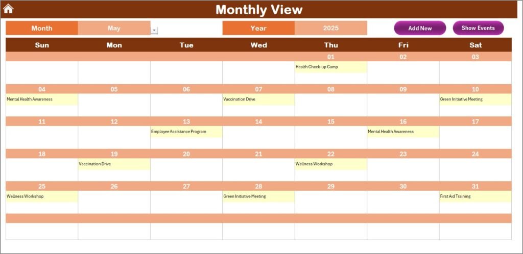 Healthcare HR Sustainability Calendar in Excel - PK: An Excel Expert
