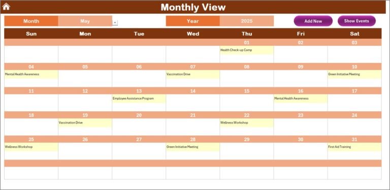 Healthcare HR Sustainability Calendar in Excel - PK: An Excel Expert
