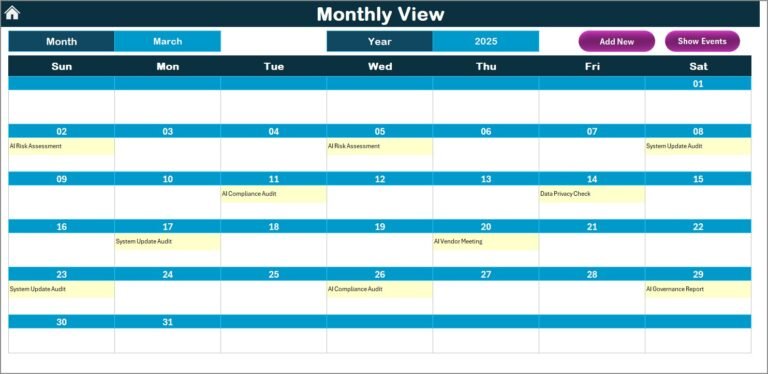 Technology Compliance AI Implementation Calendar in Excel - PK: An ...