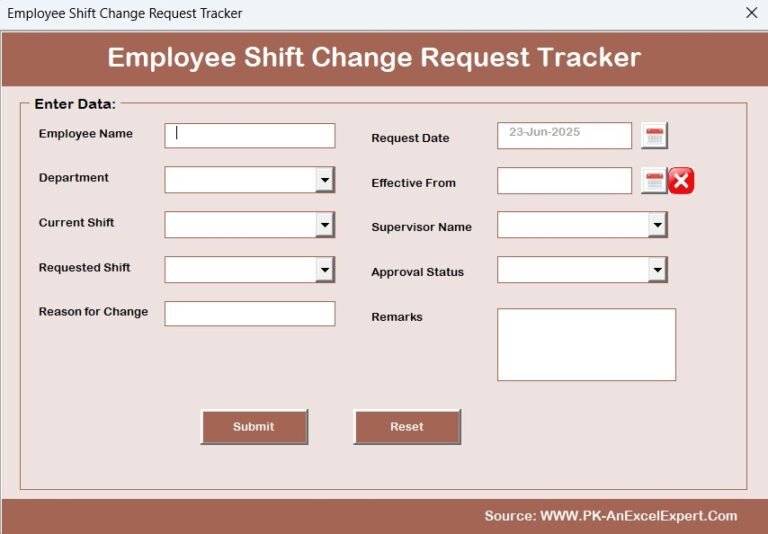 Employee Shift Change Request Tracker in Excel - PK: An Excel Expert