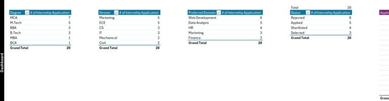 Internship Application Tracker in Excel - PK: An Excel Expert