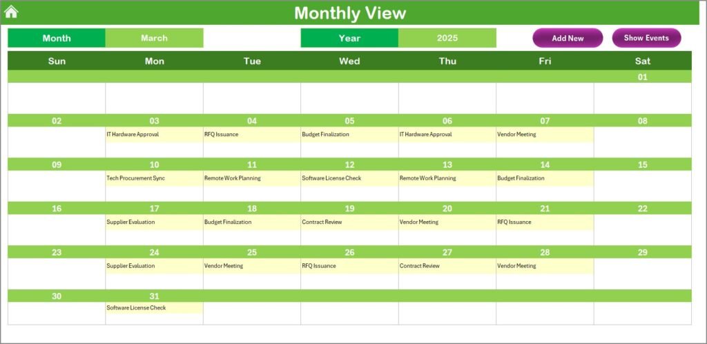 Technology Procurement Remote Work Calendar in Excel - PK: An Excel Expert