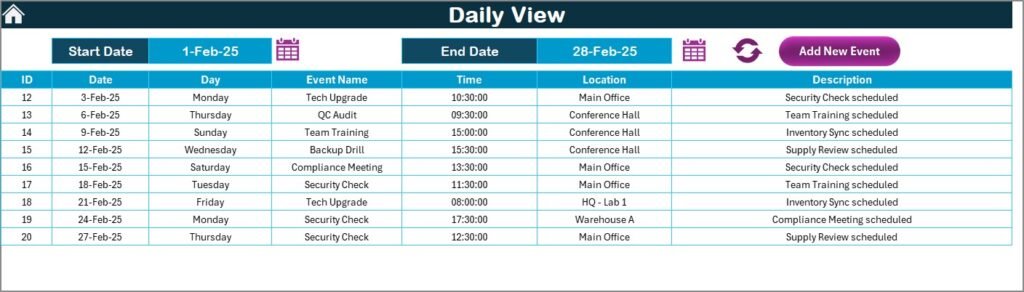 Technology Quality Control Supply Chain Resilience Calendar in Excel ...