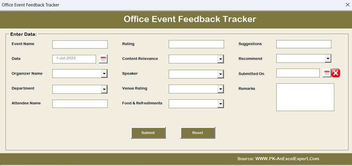 Office Event Feedback Tracker in Excel - PK: An Excel Expert