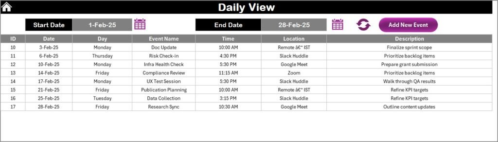 Education R&D Remote Work Calendar in Excel - PK: An Excel Expert