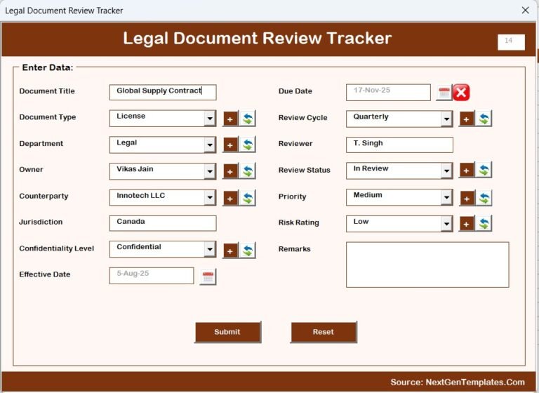Legal Document Review Tracker in Excel - PK: An Excel Expert