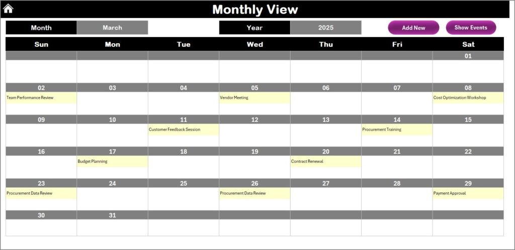 Finance Procurement Customer Experience Calendar in Excel - PK: An ...
