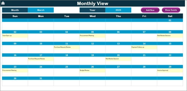 Finance Procurement Remote Work Calendar in Excel - PK: An Excel Expert