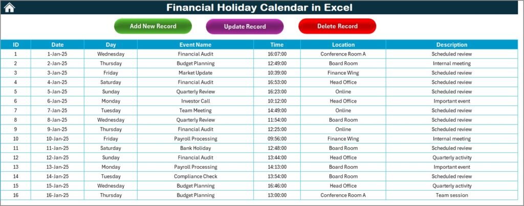 Financial Holiday Calendar in Excel - PK: An Excel Expert