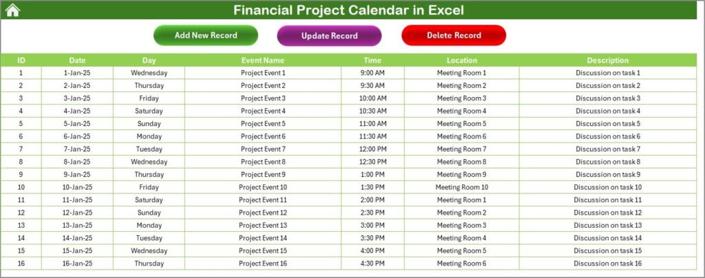 Financial Project Calendar in Excel - PK: An Excel Expert