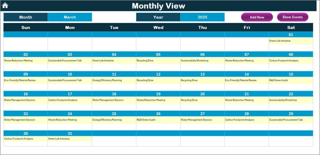 Healthcare R&D Sustainability Calendar in Excel - PK: An Excel Expert