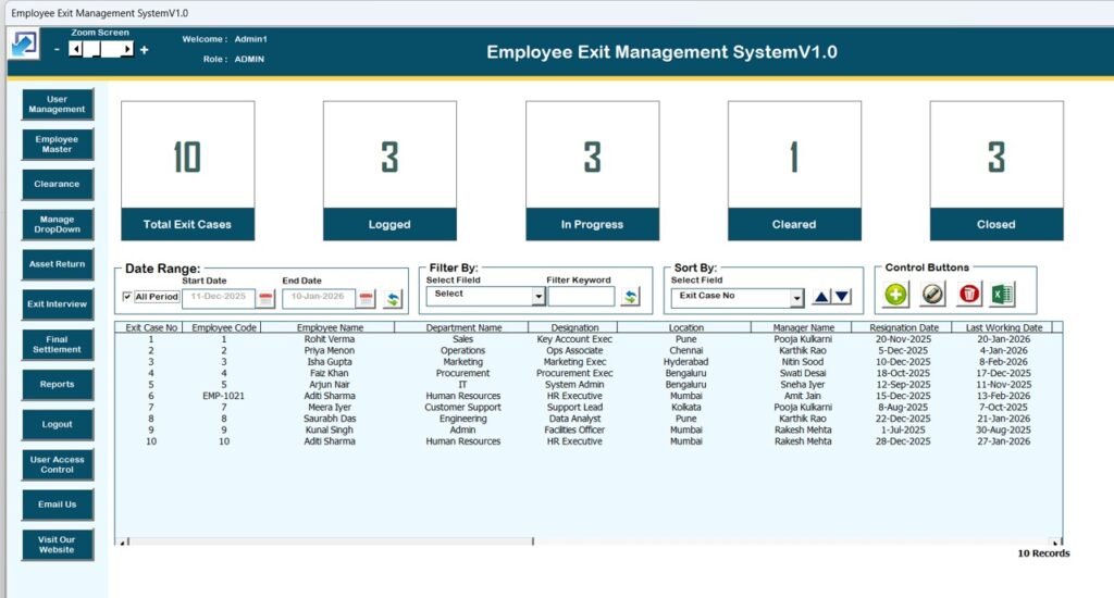 Employee Exit Management System V1.0 - PK: An Excel Expert