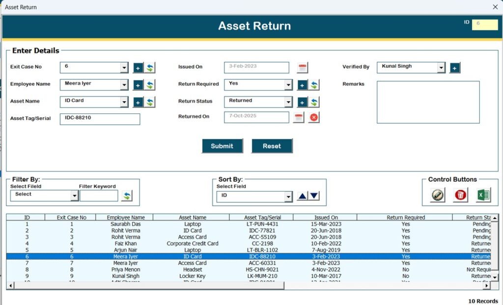 Employee Exit Management System V1.0 - PK: An Excel Expert