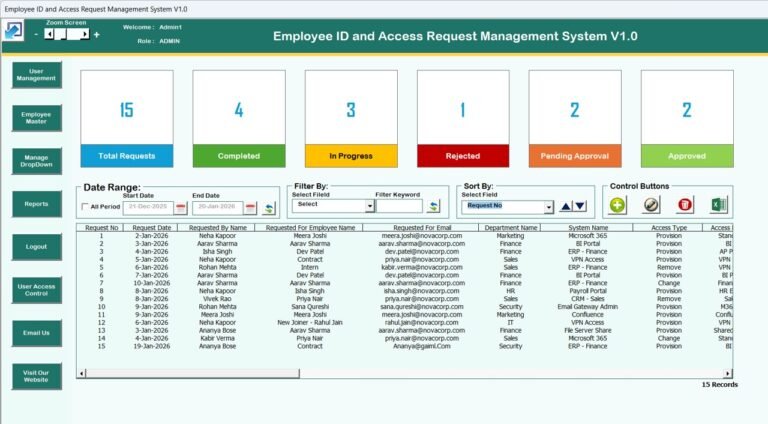 Employee ID & Access Request Management System V1.0 - PK: An Excel Expert