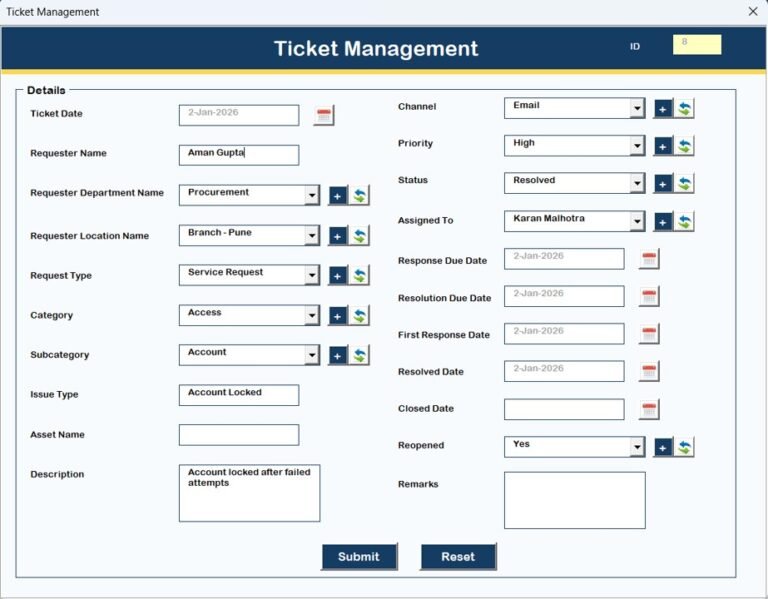 IT Helpdesk Ticket Management System V1.0 - PK: An Excel Expert