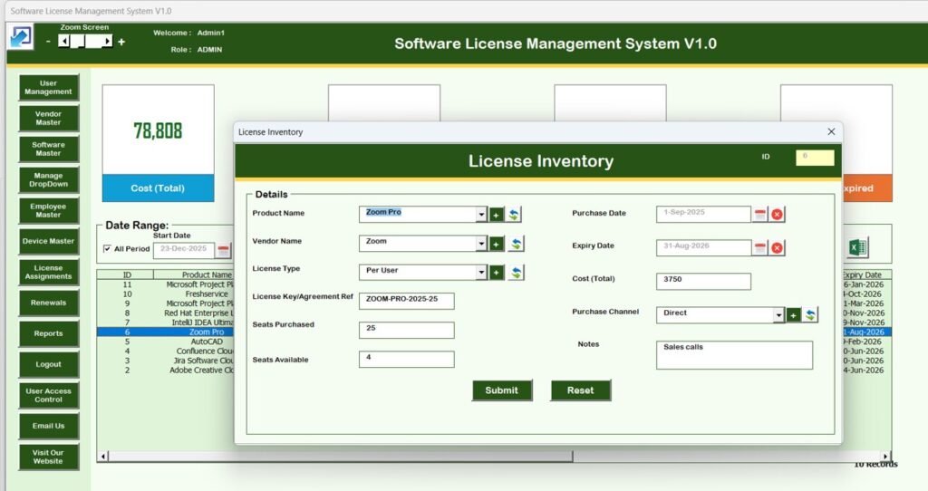 Software License Management System V1.0 - PK: An Excel Expert