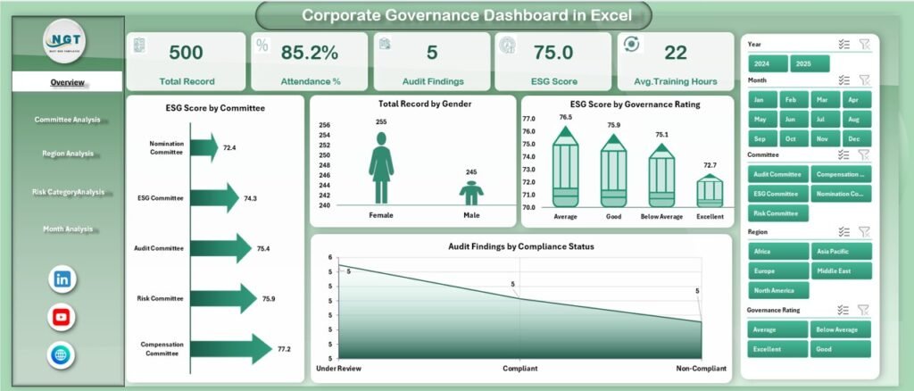 Corporate Governance Dashboard in Excel - PK: An Excel Expert