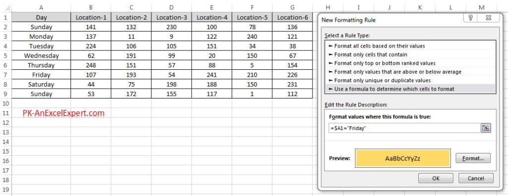 Chapter-11: Use a formula in Conditional formatting - PK: An Excel Expert